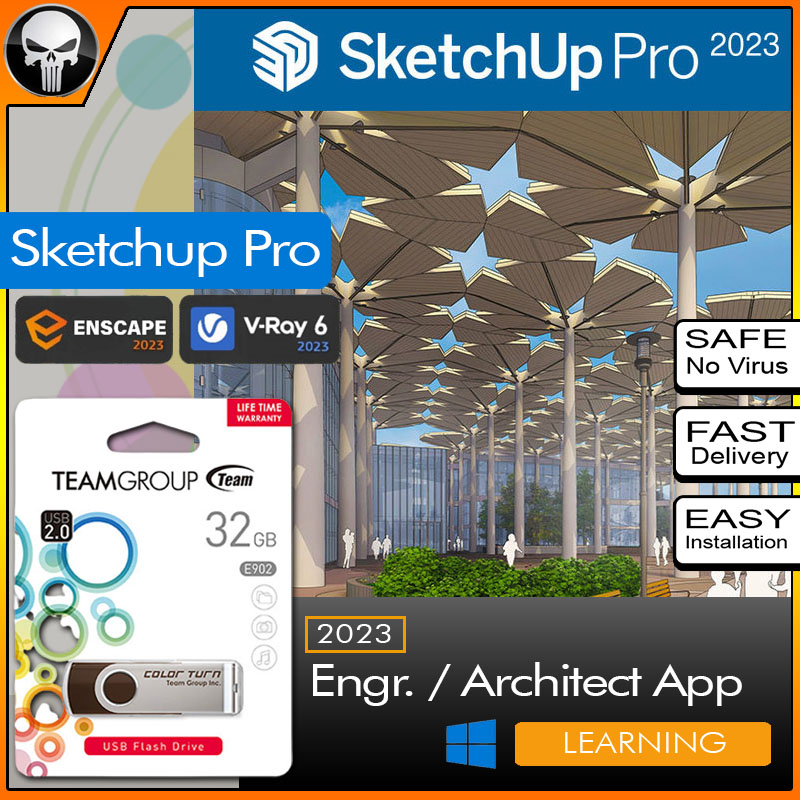 [email/flash drive] Sketchup Pro 2023 with enscape & vray 6 installer ...