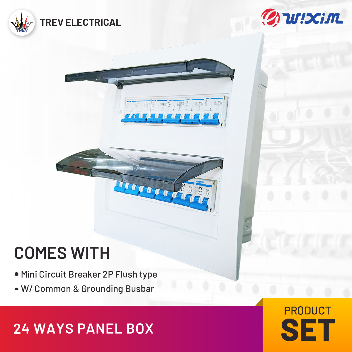 TREV * BIG SALE * Distribution Panel Box Flush Type 24ways w/ Circuit ...