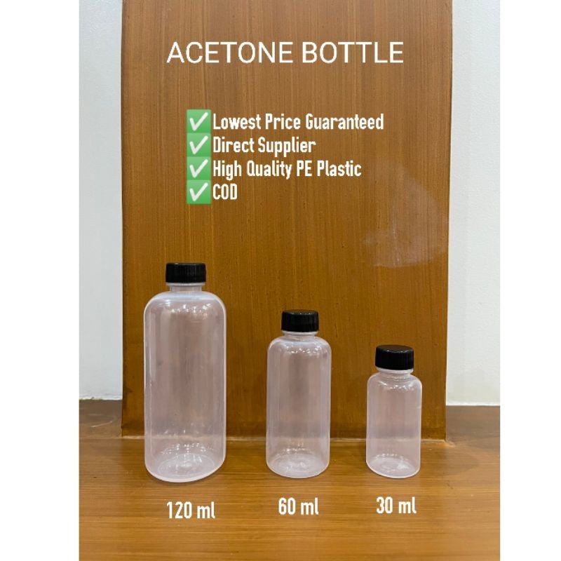 ACETONE BOTTLE 50's or 100'S (30 ML 60 ML 120 ML) BLACK OR WHITE CAP ...