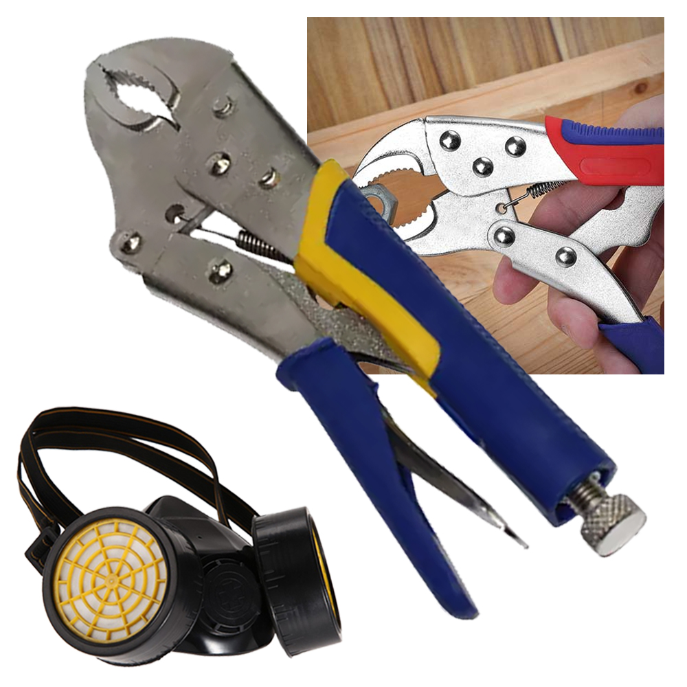 10" Locking Plier Vise Grip (NO Specific Color) With Half Face Mask ...