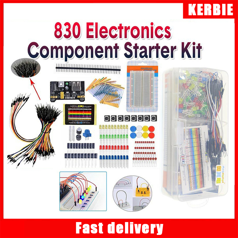 830 Breadboard Set Electronic Component Basic Starter Kit with Breadboard Cable Resistor ...