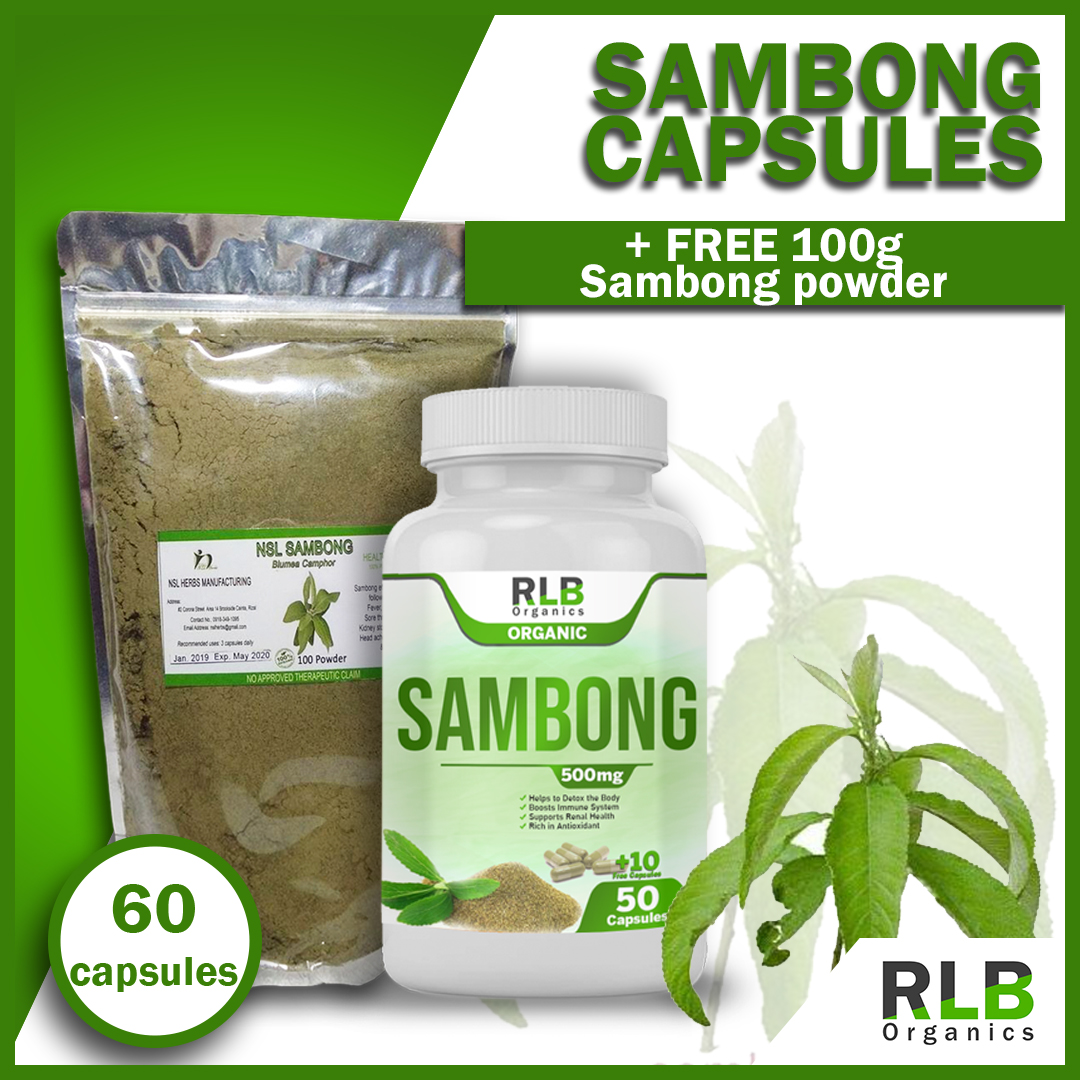 Pure Organic Natural Sambong Capsules (60 Capsules) + FREE 100 grams ...