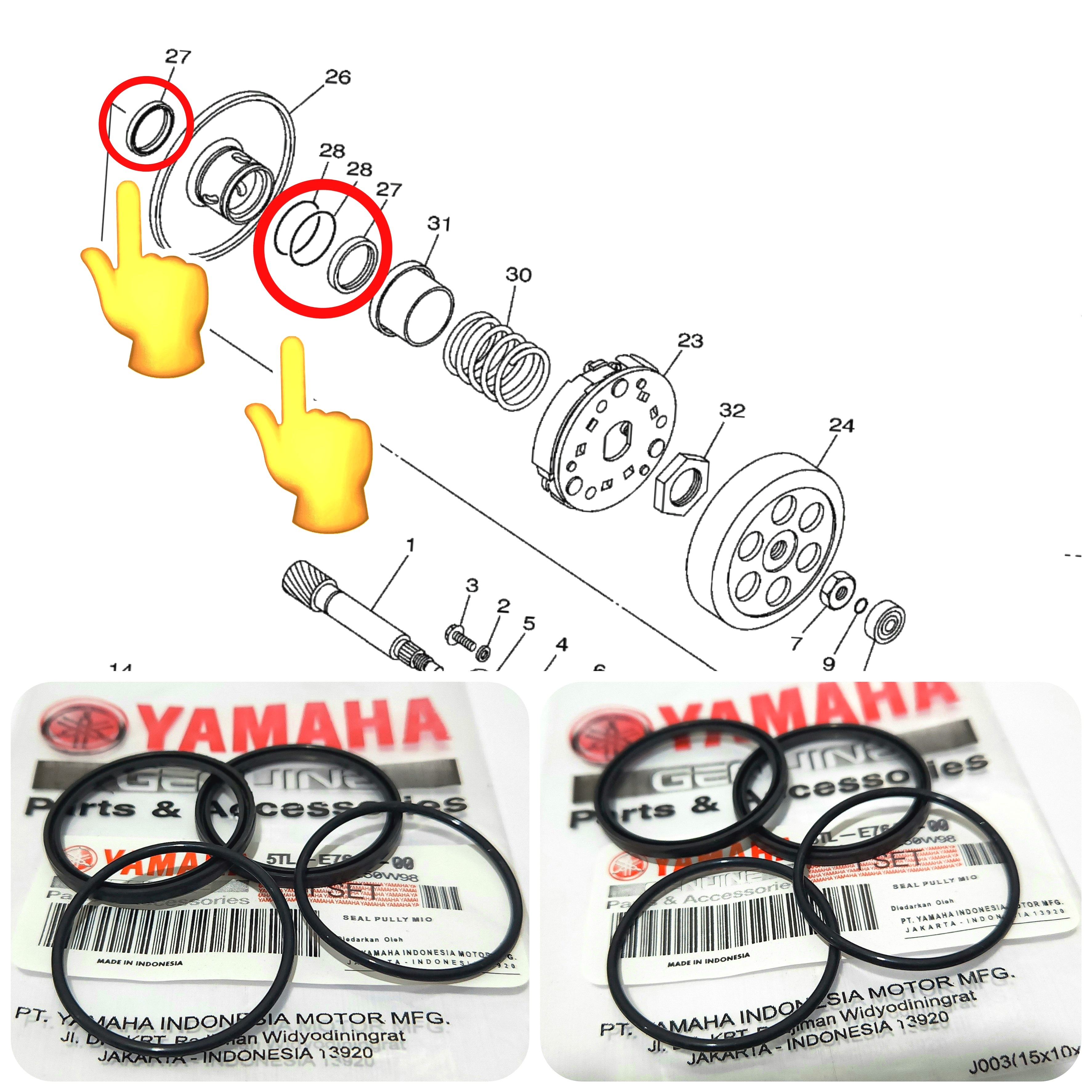 Yamaha MIO Sporty, Soulty, Amore, Nouvo Torque Drive Seal Kit - 2 O ...
