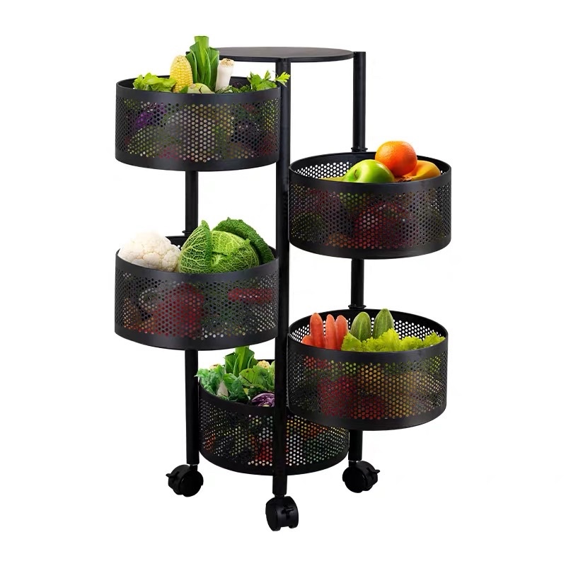 3 4 5 Layer Rotatable Kitchen Utility Trolley Cart Shelf Storage Rack ...
