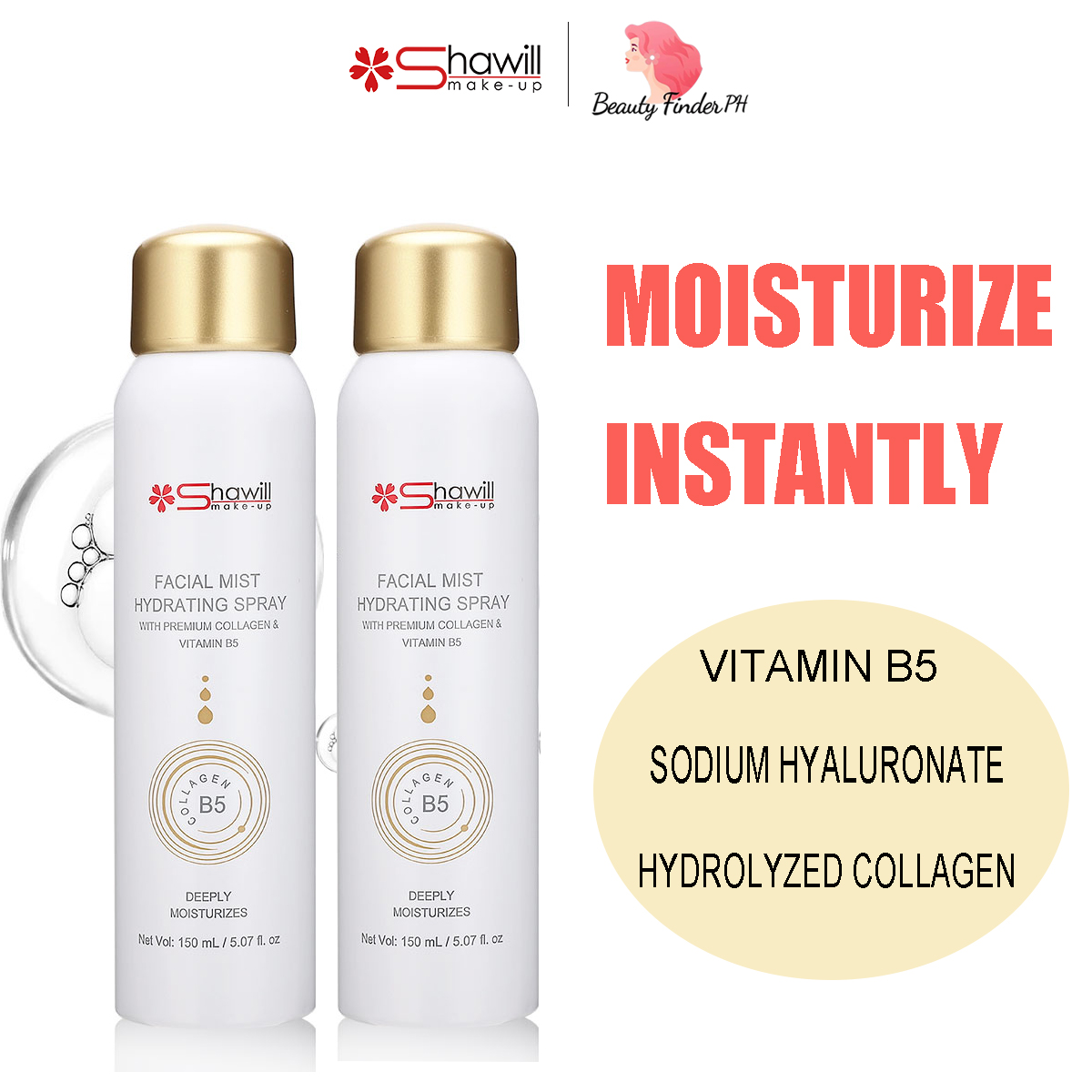 Shawill Makeup Hydrating spray Facial mist spray Vitamin B5 Sodium ...