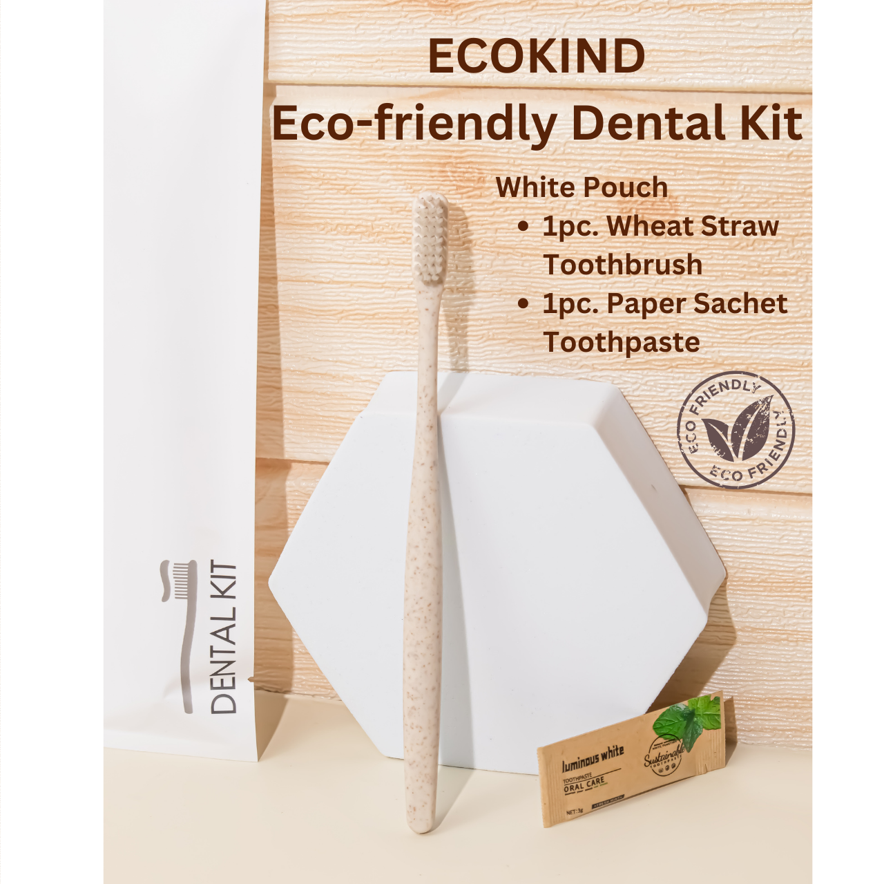 Eco-friendly Dental Kit Wheat Straw Toothbrush 3g Eco Toothpaste ...