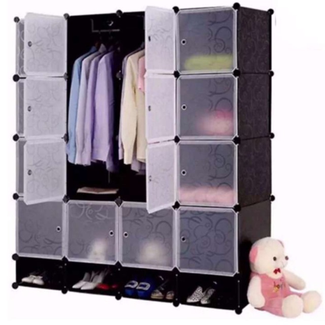 Tupper Cabinet 16 cubes/12 cubes White Doors Black DIY Storage Cabinet ...