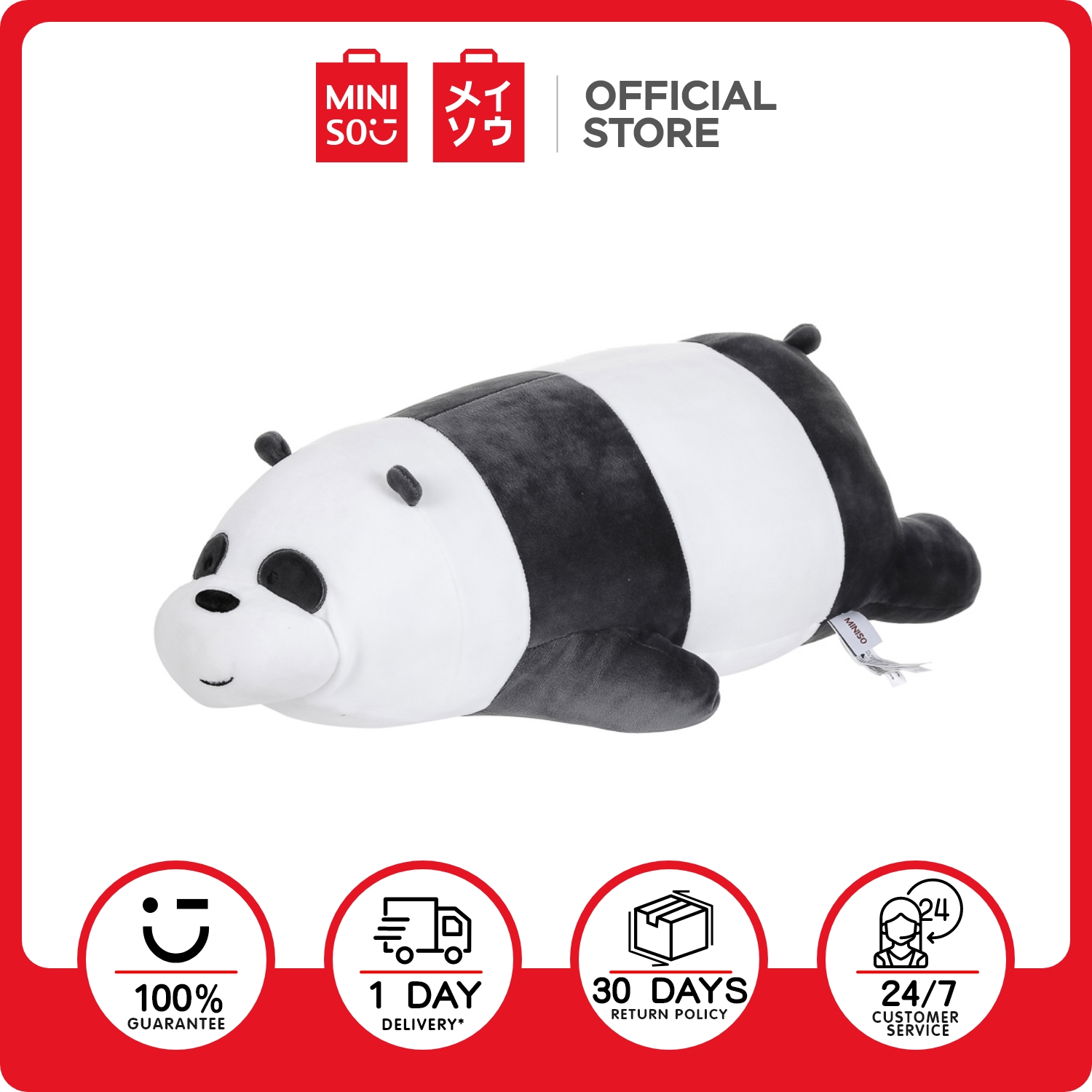 MINISO We Bare Bear Large Lying Plush Toy (Panda) - Stuff Toy for Kids ...