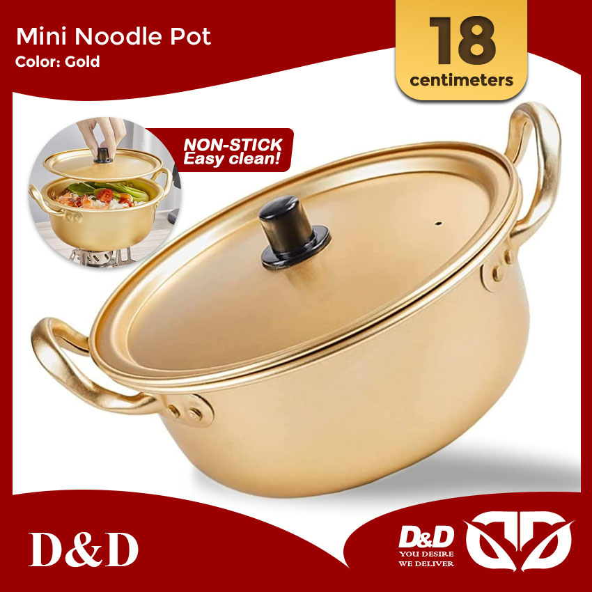 D&D | 18cm Mini Noodle Pot Double Handle Gold Korean Aluminum Stock Pot ...