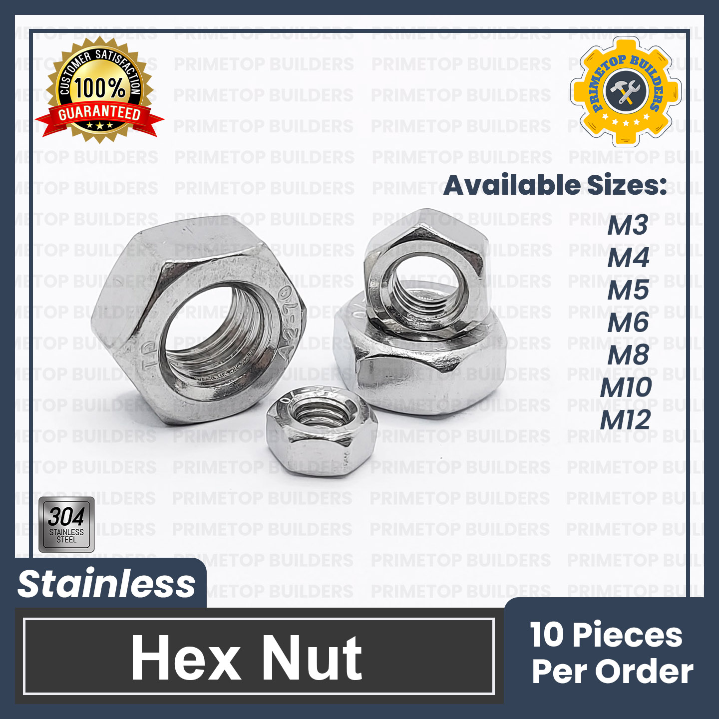 STAINLESS Hex Nut M3 / M4 / M5 / M6 / M8 / M10 / M12 Stainless ...
