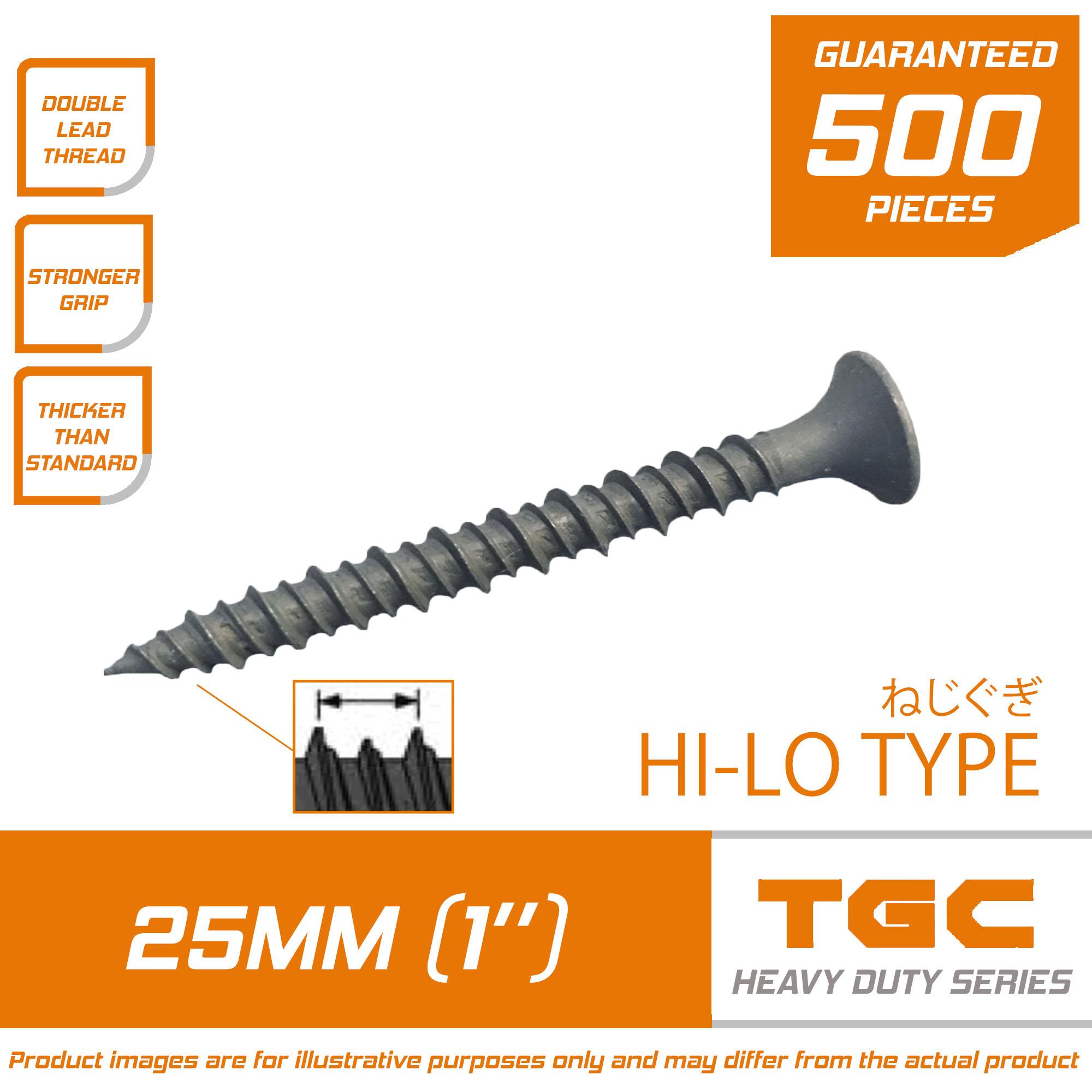 500 PCS Gypsum Screw #8 x 25mm HiLo Type Heavy Duty Drywall Screw for ...