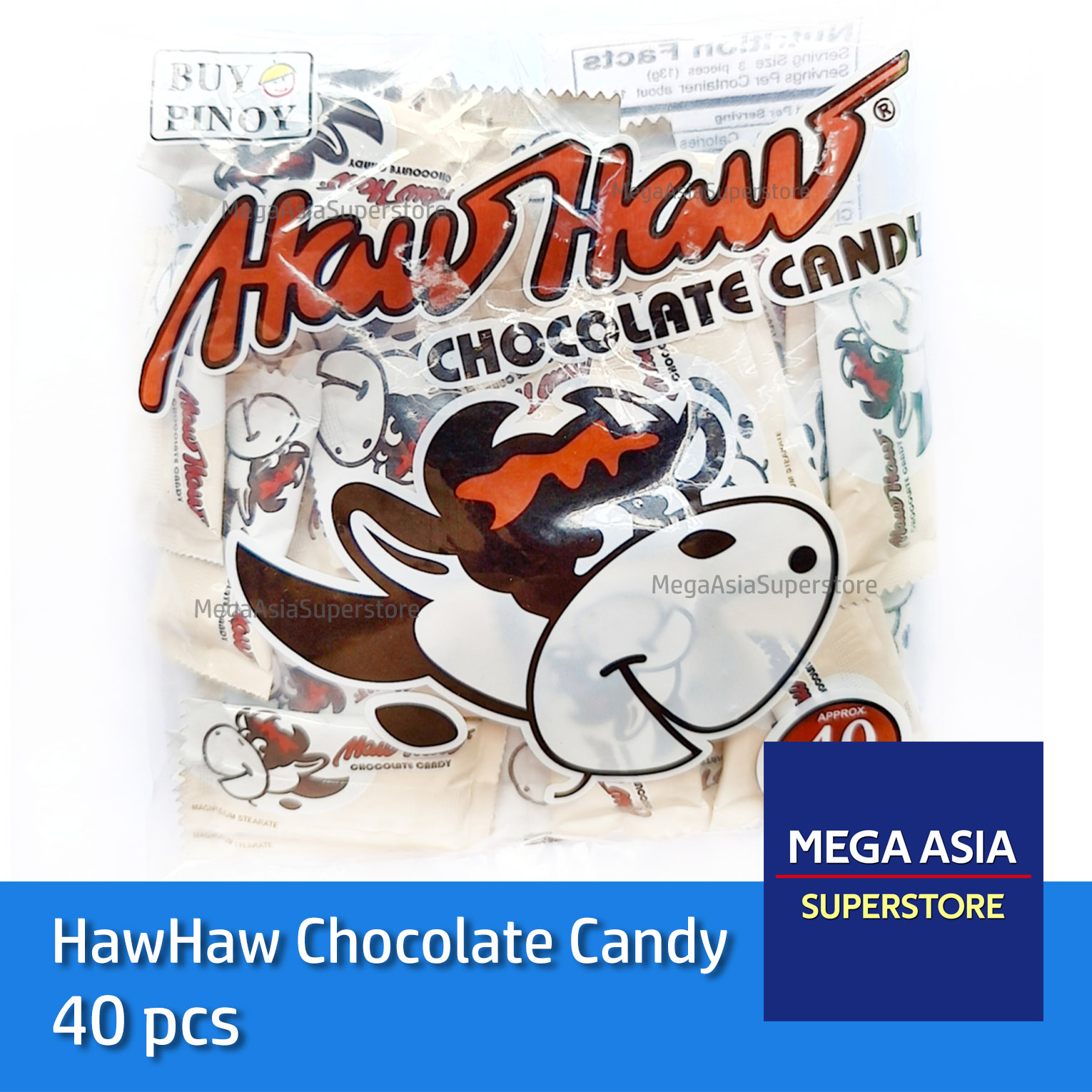Mega Asia HawHaw Milk Chocolate Candy 130g /40pcs per pack | Lazada PH