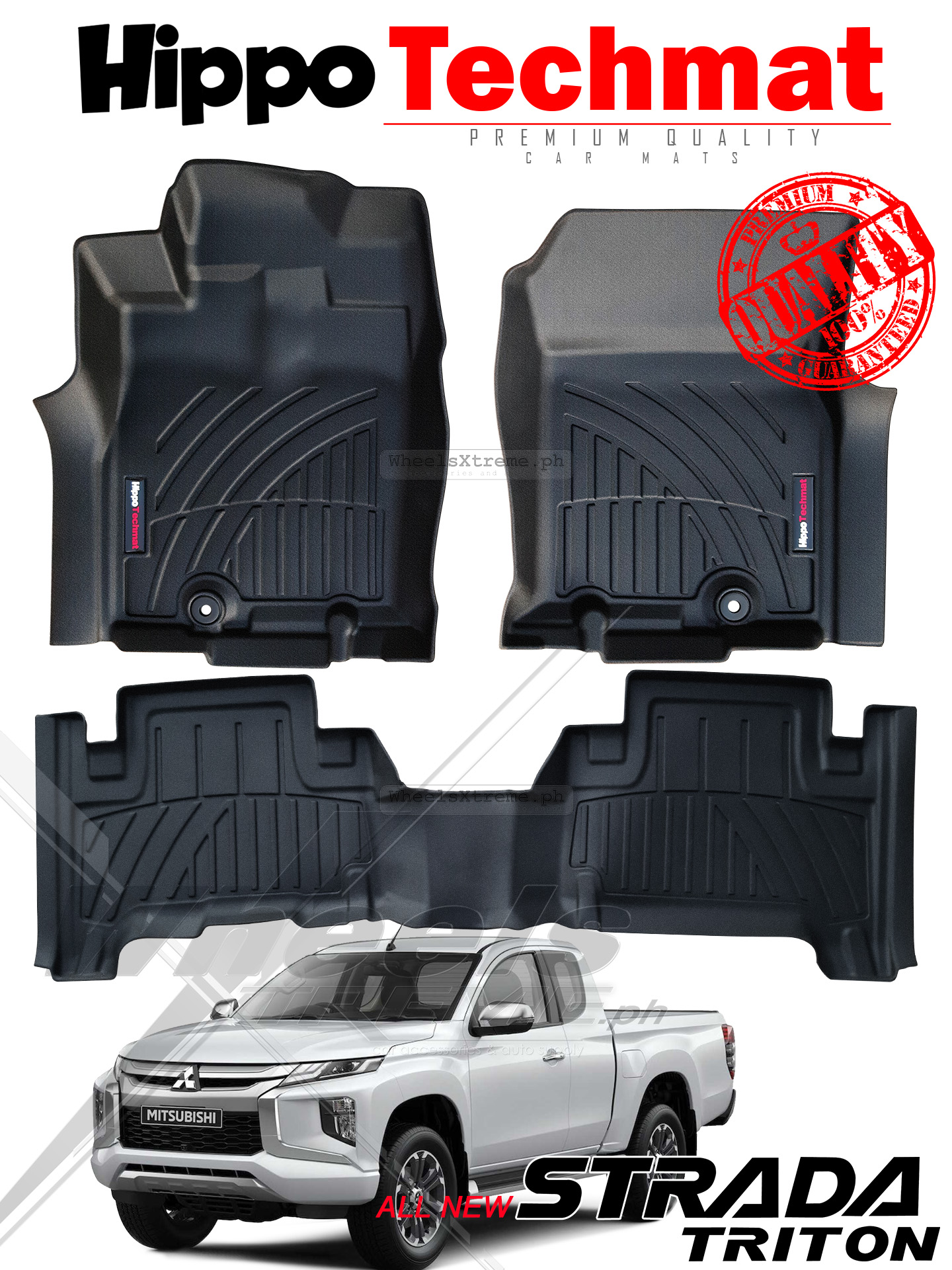 Mitsubishi Triton STRADA 2015-2023 Hippo Techmat Floor Liner Deep Dish ...
