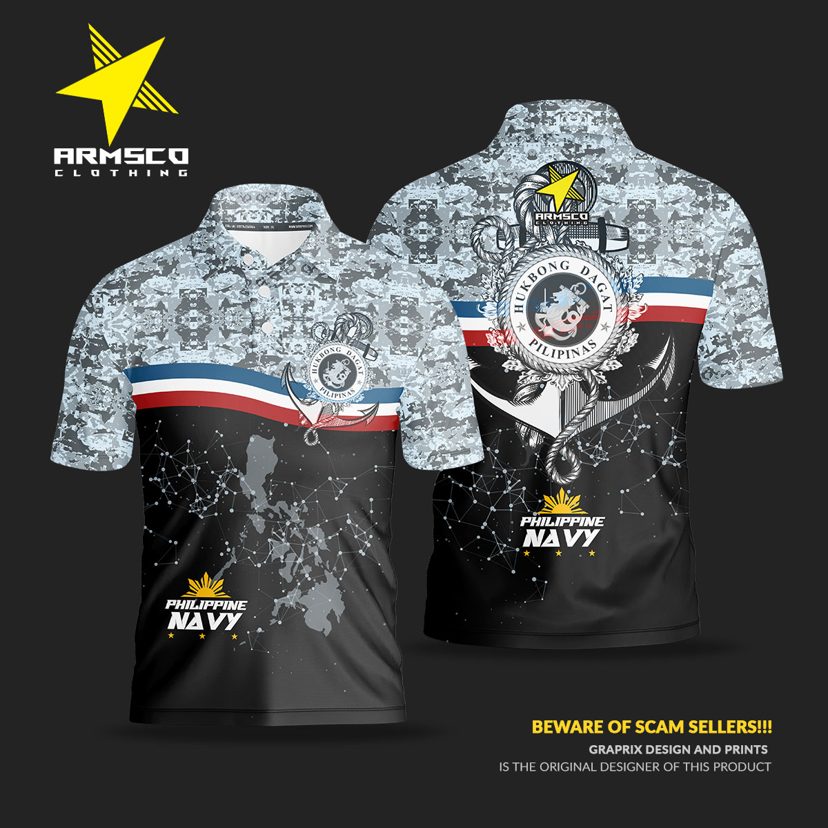 Philippine Navy ArmsCo V1 Tactical Polo Shirt Full Sublimation | Lazada PH