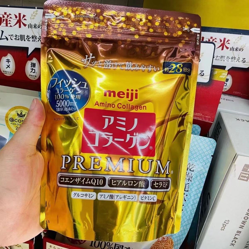 【READY STOCK】Meiji Amino Collagen Premium Powder Refill beauty food Refil 28 days 196g | Lazada PH