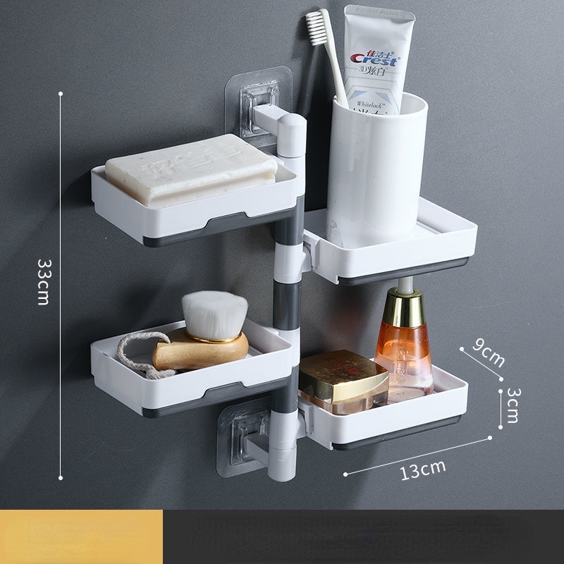 Drilling-Free Soap Holder Wall Mounted Three Layer Soap Organizer Soap ...