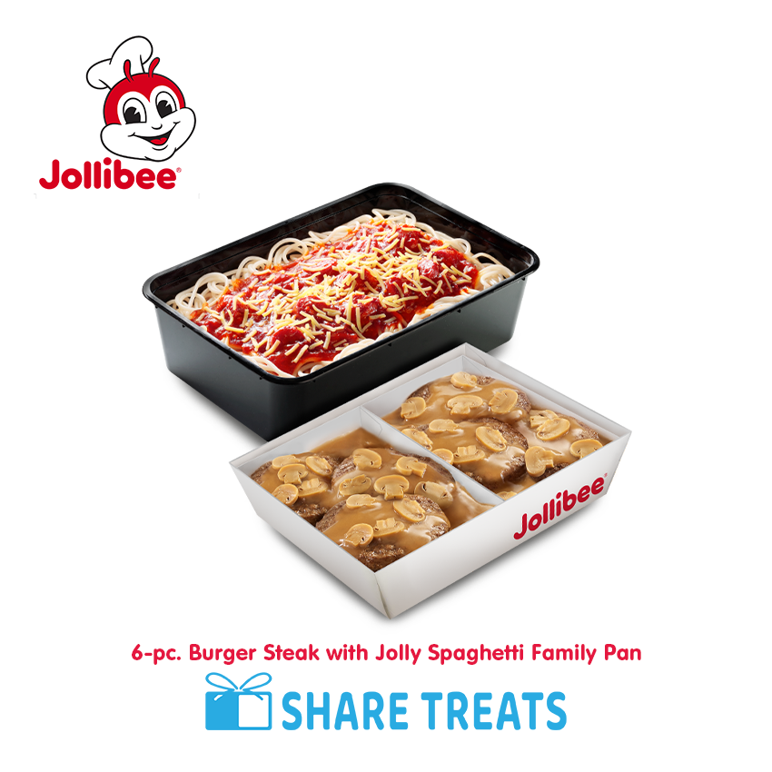 Jollibee 6-pc. Burger Steak with Jolly Spaghetti Family Pan (SMS ...