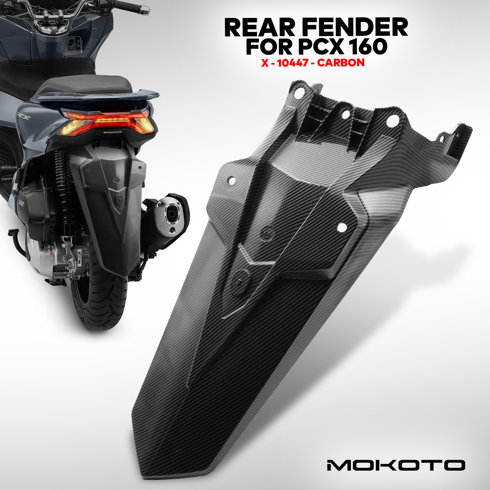 PCX 160 REAR FENDER GARNISH COVER CARBON X-10447 / FORGED CARBON X ...