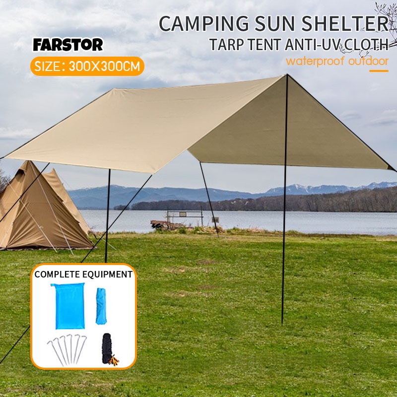 Camping Tarp Poles Collapsible Tent Pole Heavy Duty Sun Shade Sail ...