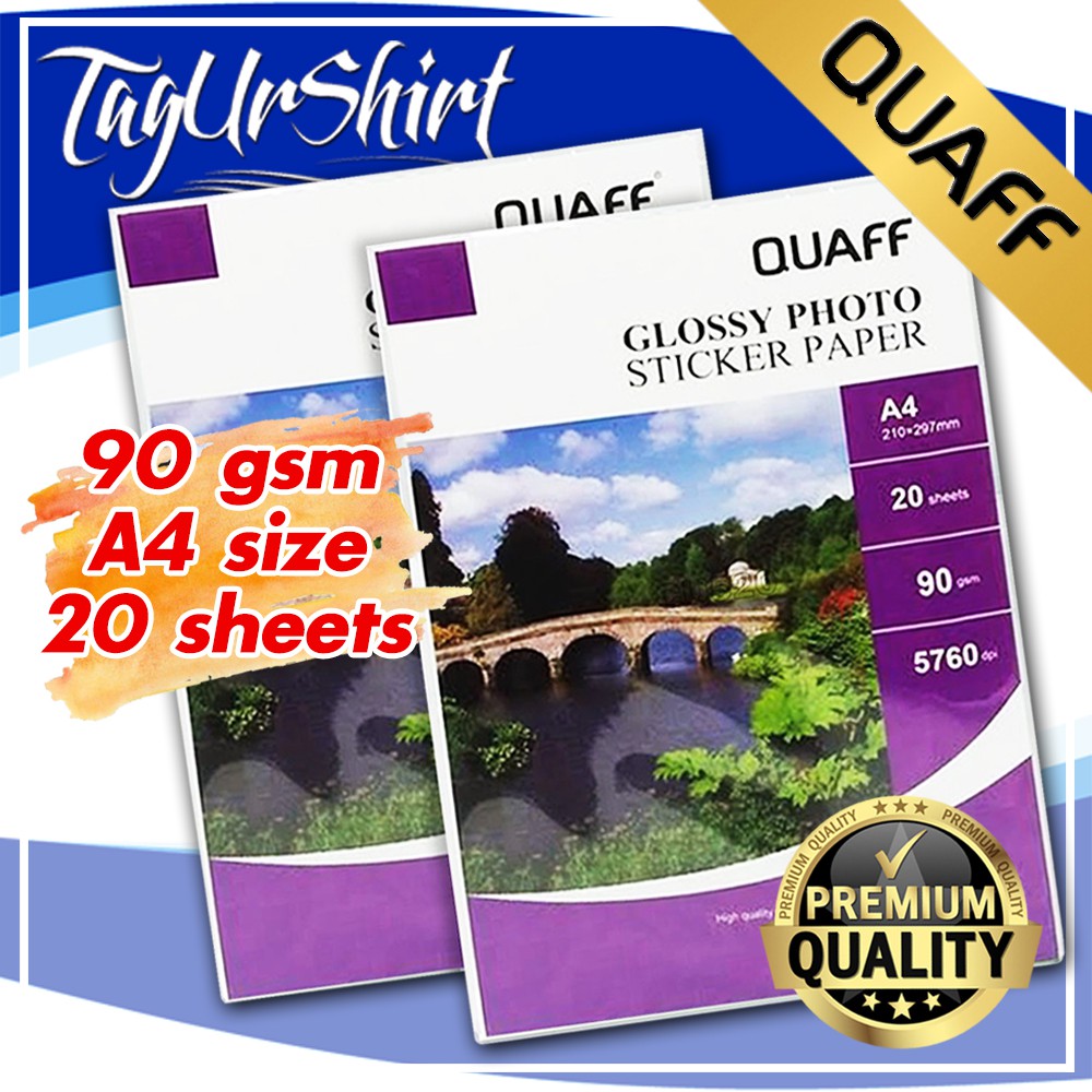 Sticker Quaff Glossy Photo Sticker Paper 90gsm 135gsm A4 size | Lazada PH