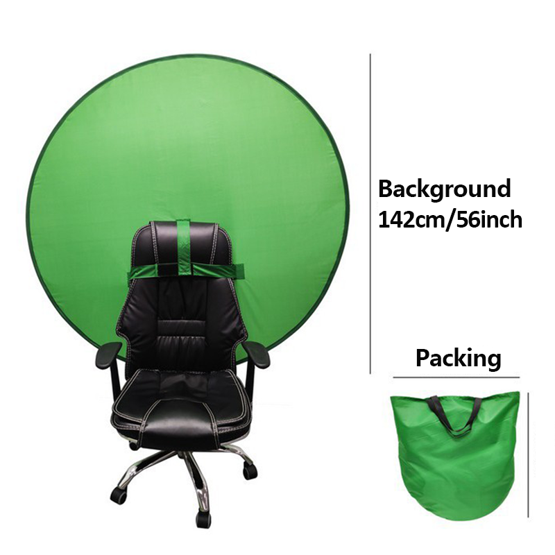 142cm Portable green screen webcam round background gaming chair green ...