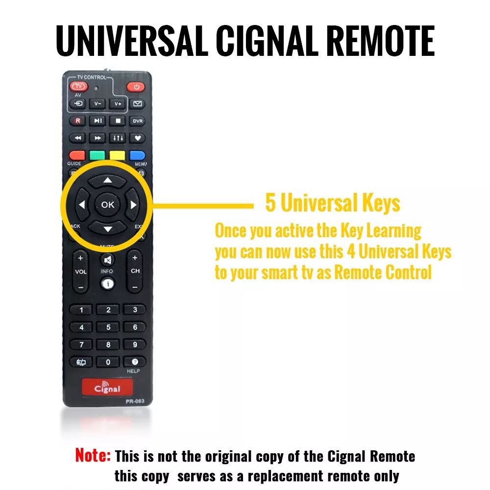 Universal Cignal Remote Control with Key Learning for Cignal HD TV Box ...