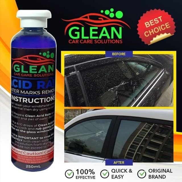 Glean Acid Rain Remover (FREE CLOTH,EXTRA CAP & PLASTIC GLOVES)250ml ...