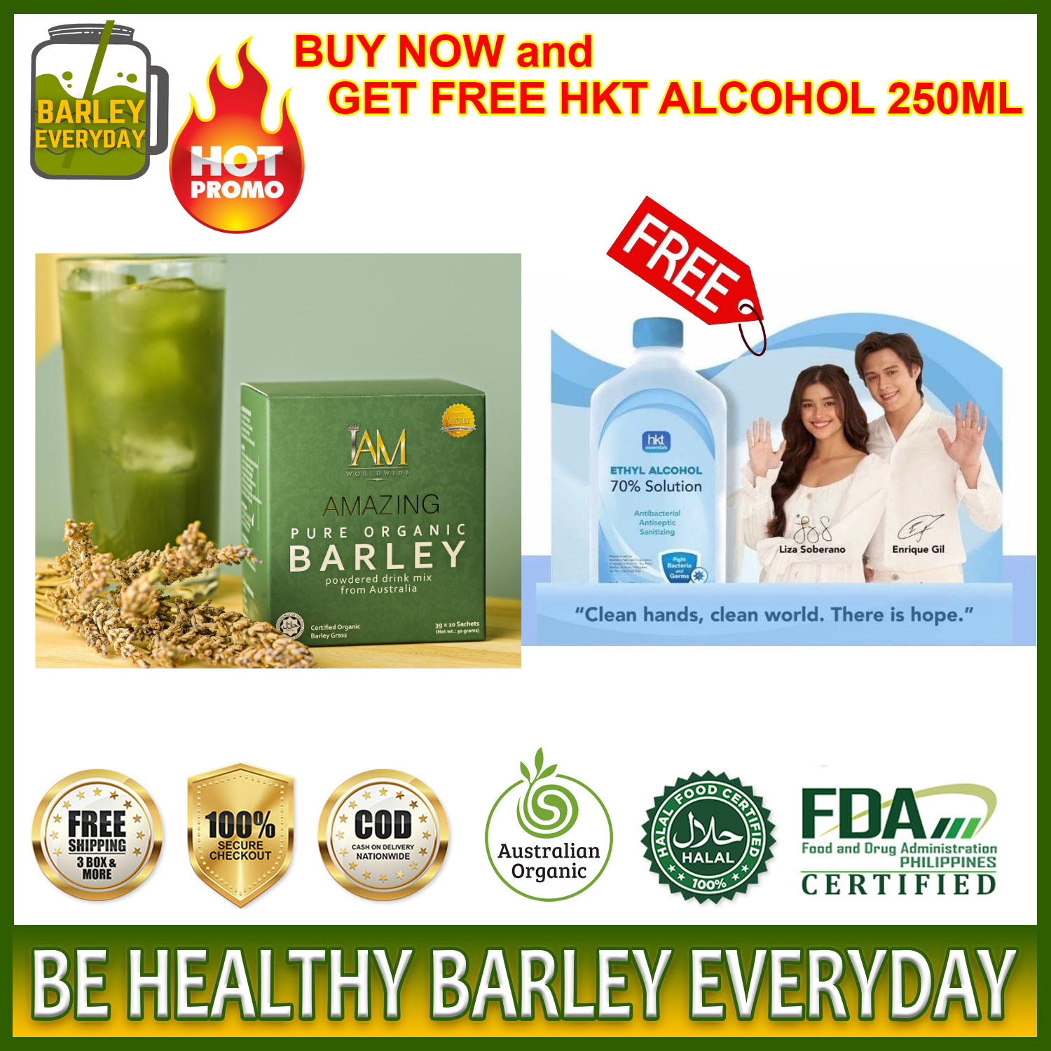 💚 AMAZING PURE ORGANIC BARLEY with FREE 250ML HKT ETHYL ALCOHOL 💚 ...