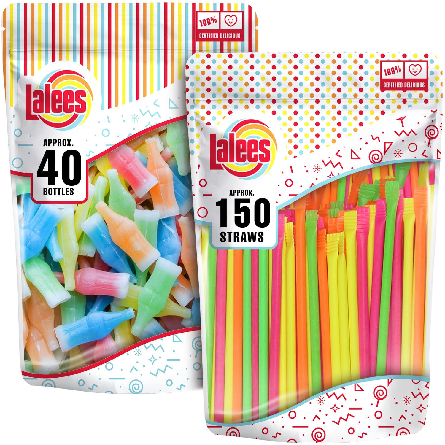 Candy Wax Drinks Bottles - Neon Laser Straws - 12 Oz of Wax Candy - 7.6 ...