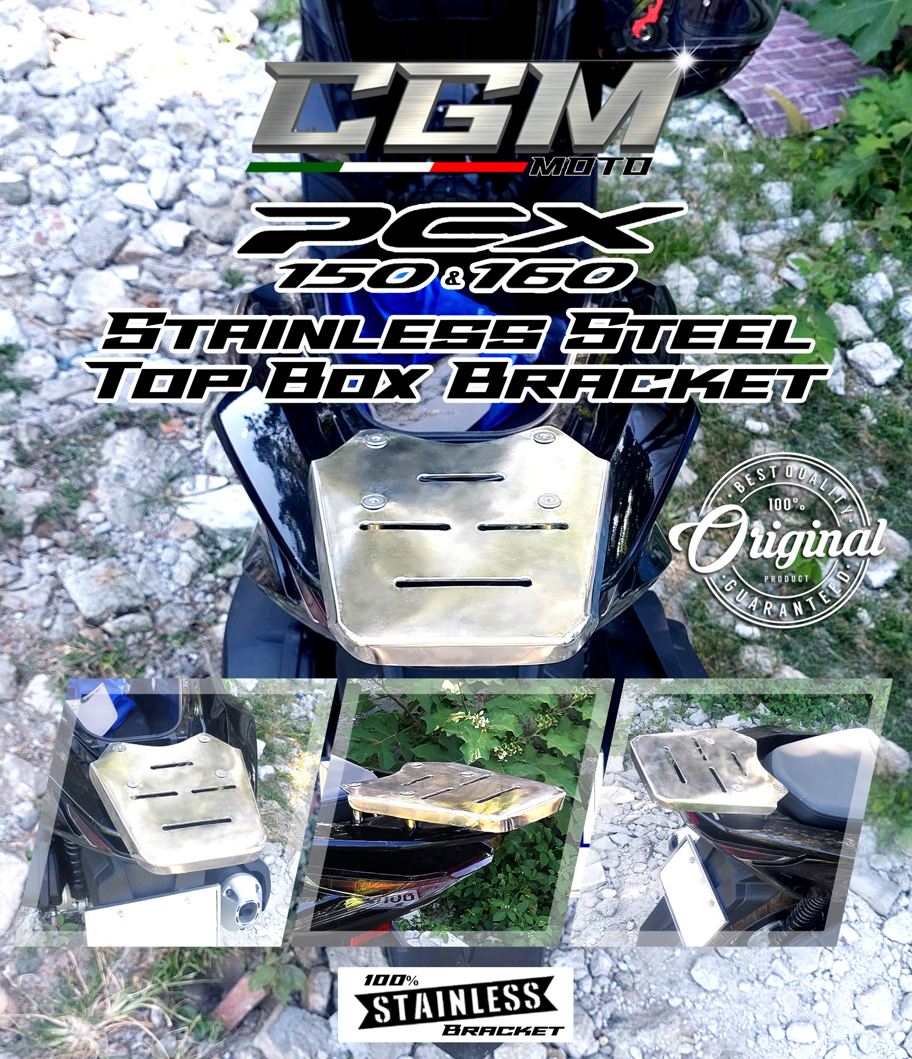 ⭐️ PCX 160 Full Armor Crash Guard & Top Box Bracket Pure Stainless ...