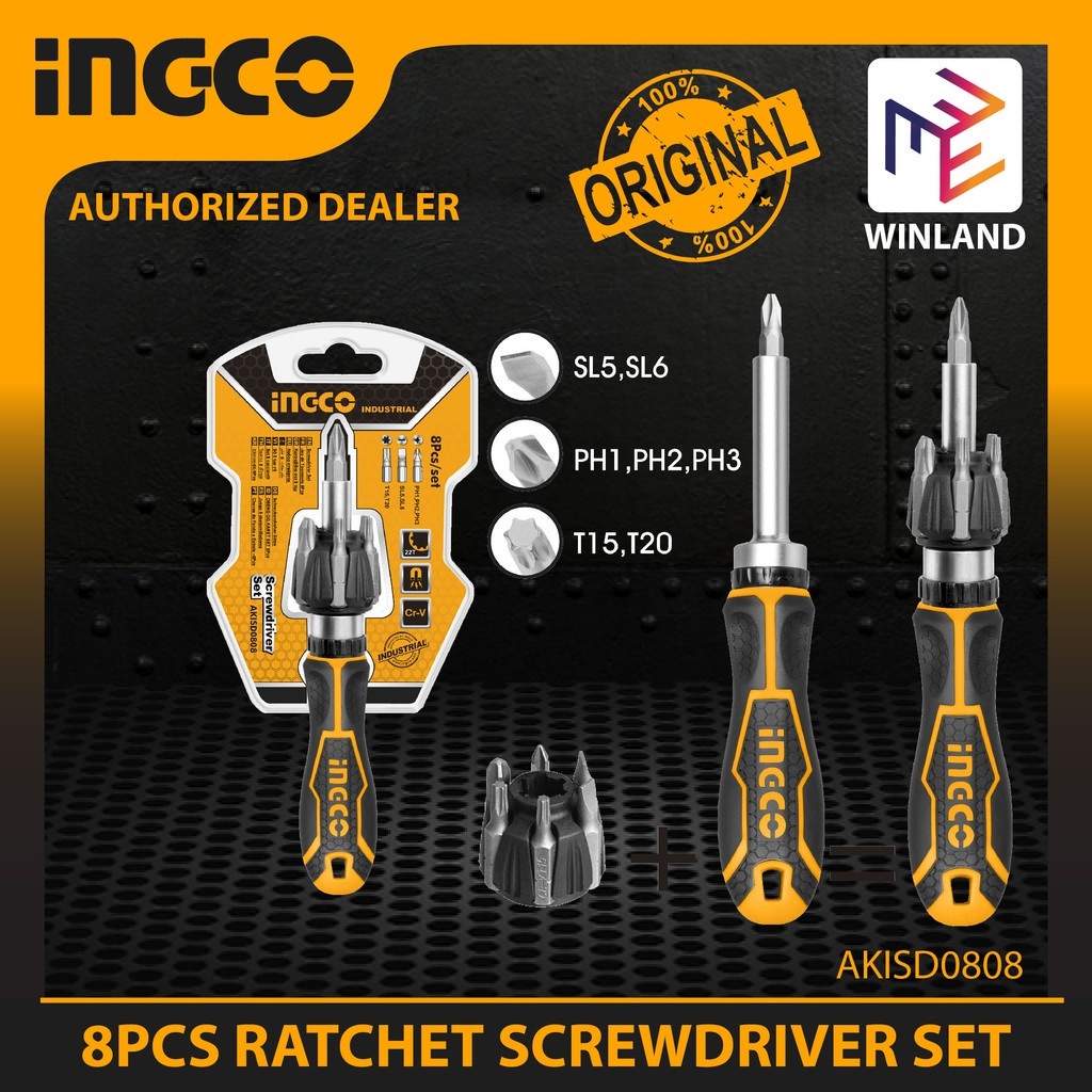 Hardware material INGCO Original 8pcs Interchangeable Screw Driver ...