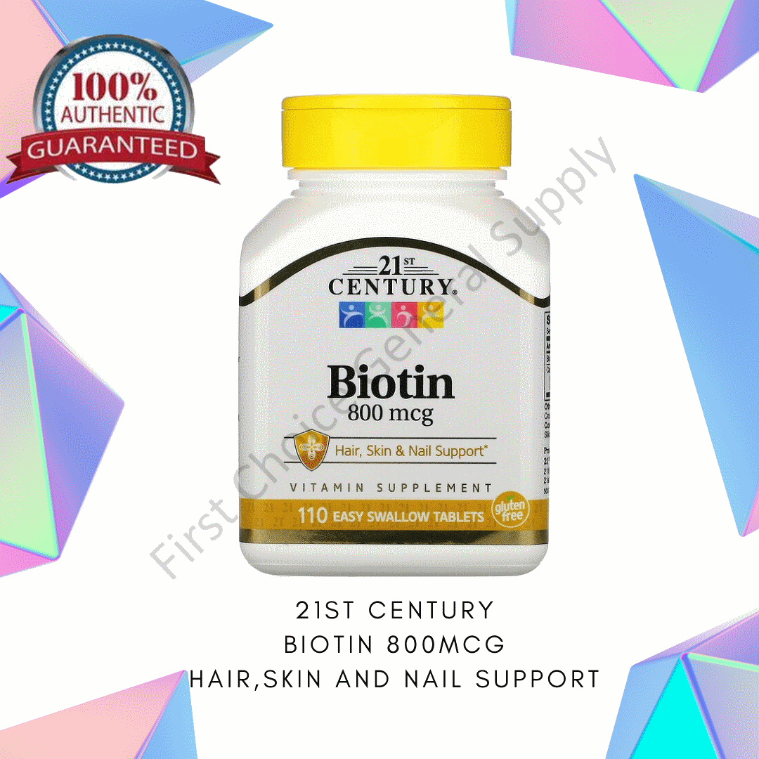 21st Century, (ExpireDate:March2025) Biotin, 800 mcg, 110 Easy Swallow ...