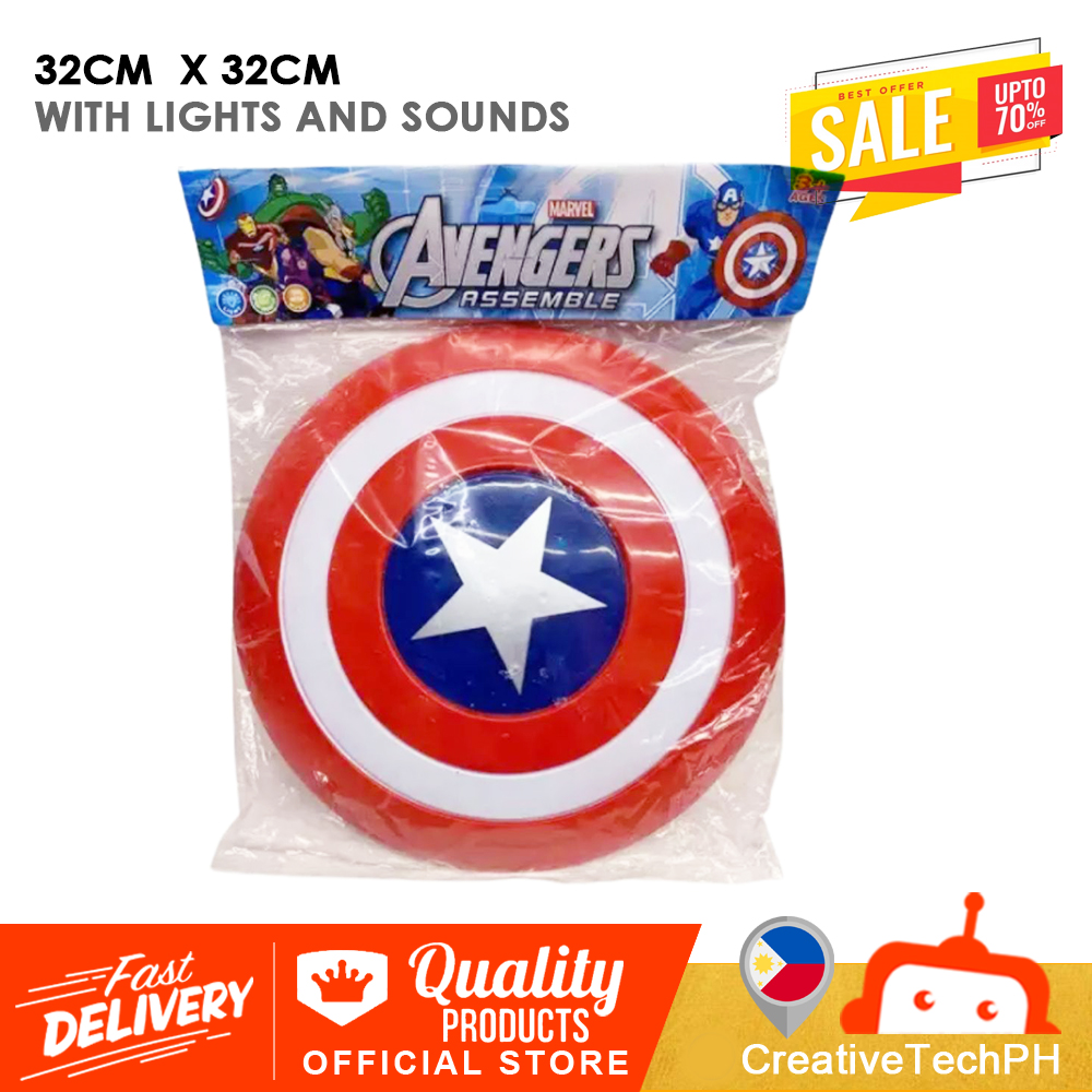 32cm x 32cm Super Hero Shield Toys for Kids Captain Shield with Lights ...