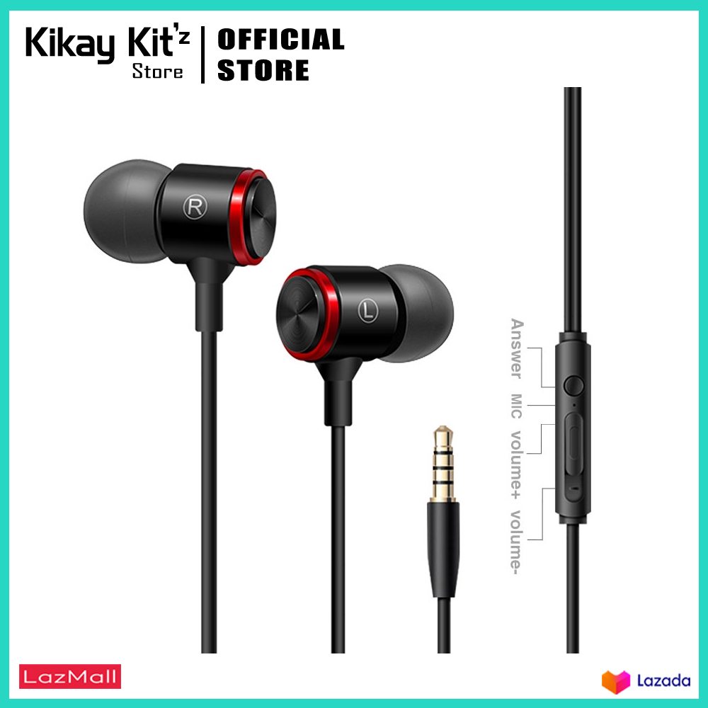 Stereo In-Ear Earphone Wired Headphones With Microphone Remote Headsets ...