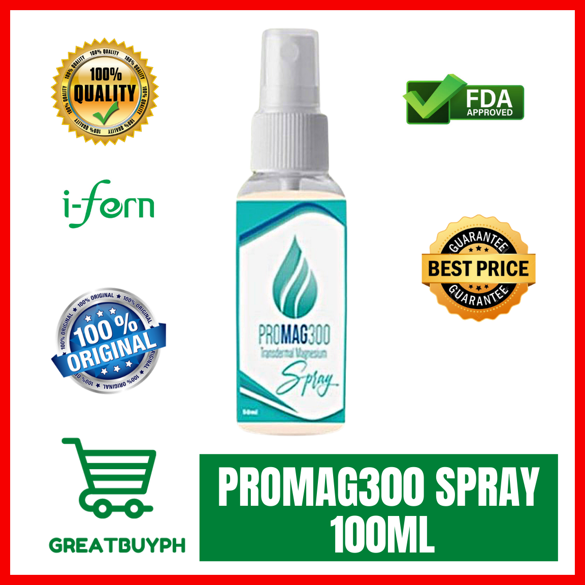 Promag 300 Magnesium Spray 100ML (water Based) | Promag300 Transdermal Nano Technology 100ML ...