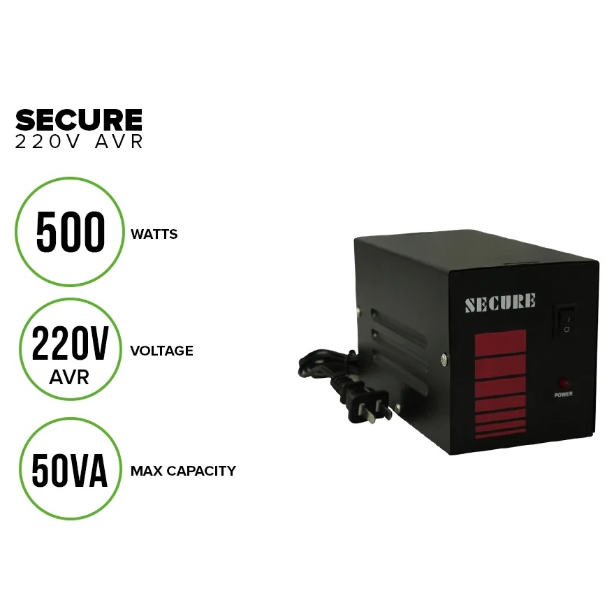 tnjexw0 SECURE AVR FOR PC/DESKTOP Voltage: 220V AVR. Watts: 500 Watts ...
