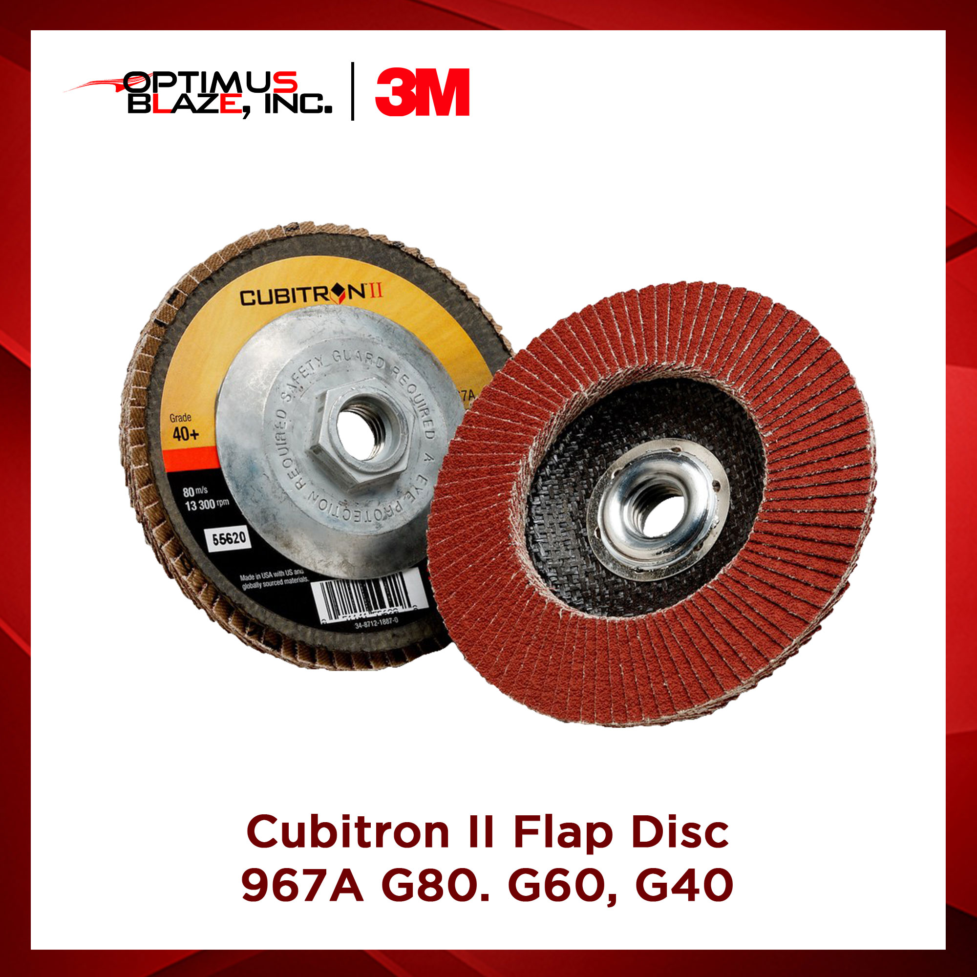 OptimusBlaze 3M Cubitron II Flap Disc 967A G40 G60 G80 Type 27 | Lazada PH
