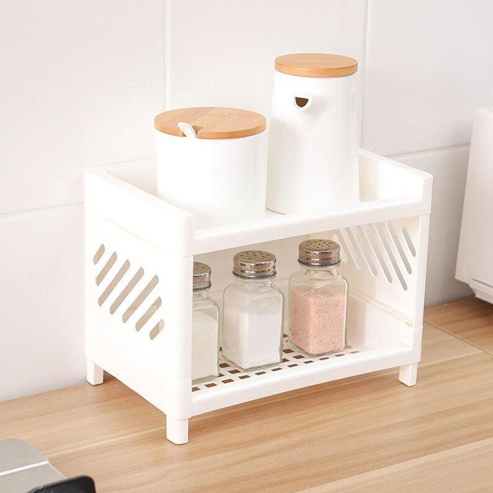 Double Layer mini kitchen and accessories Storage Organizer Shelf Rack ...