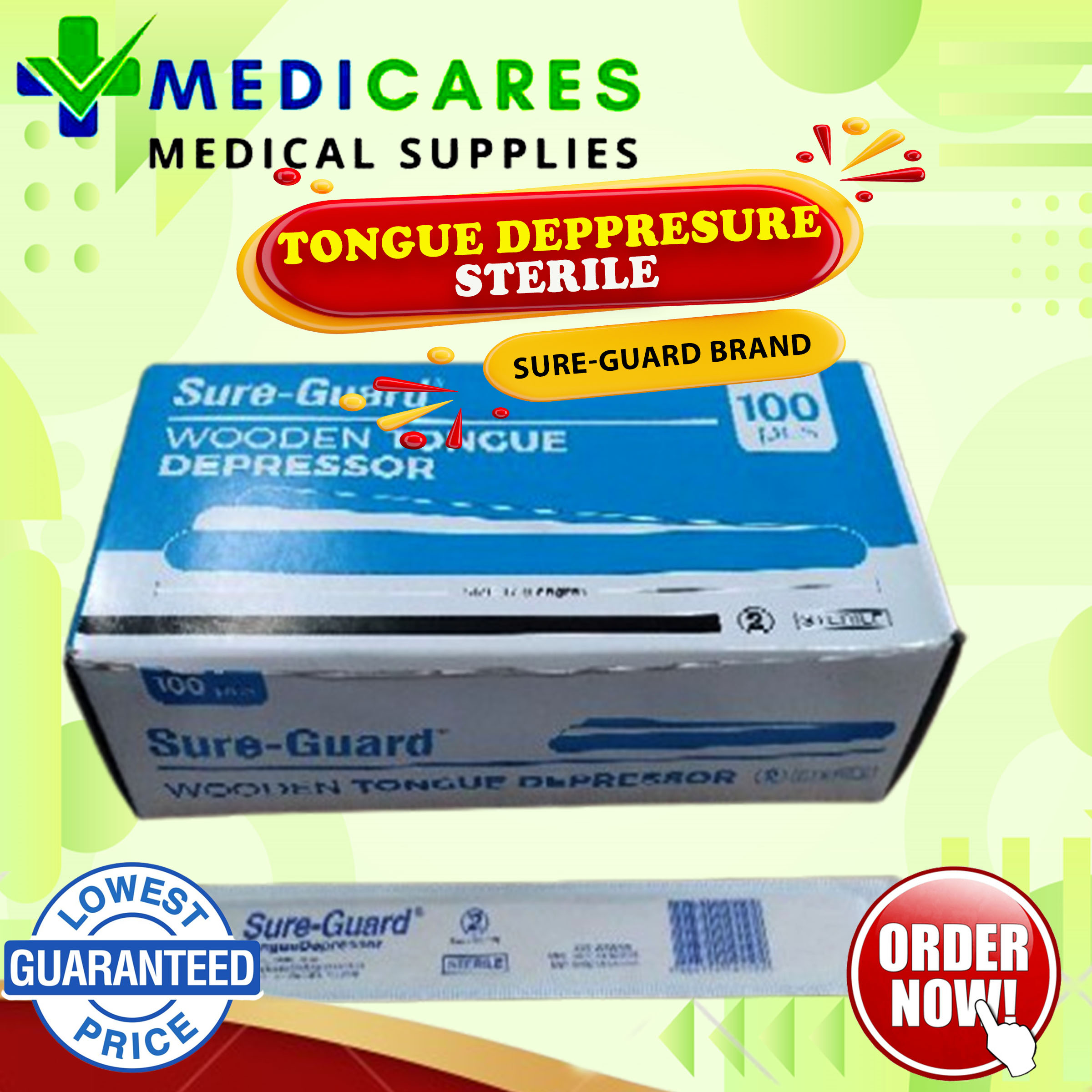 Sure Guard Sterile Wooden Tongue Depressor (1 Box - 100pcs) | Lazada PH