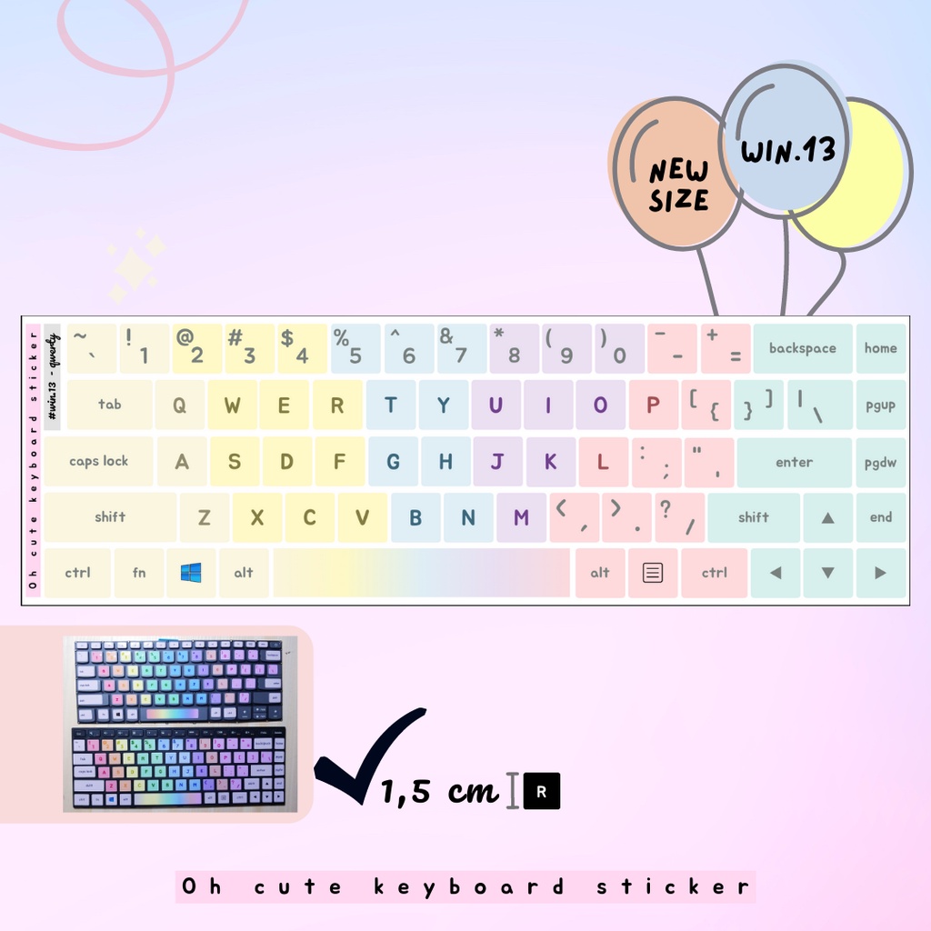 Multi-Pattern Vinyl Laminated Aesthetic Palette Color Windows Qwerty ...
