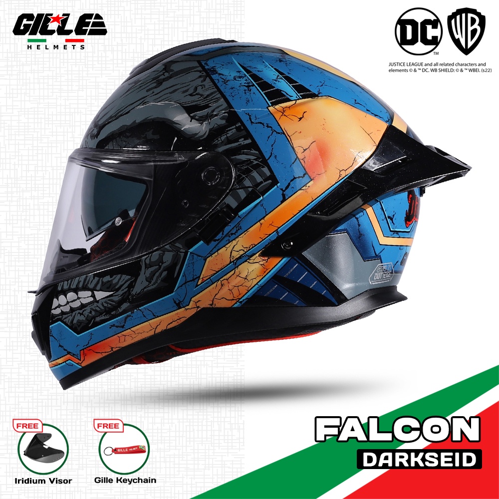 Gille 883 DC Falcon Full Face Dual Visor Double D Ring Lock Helmet w ...