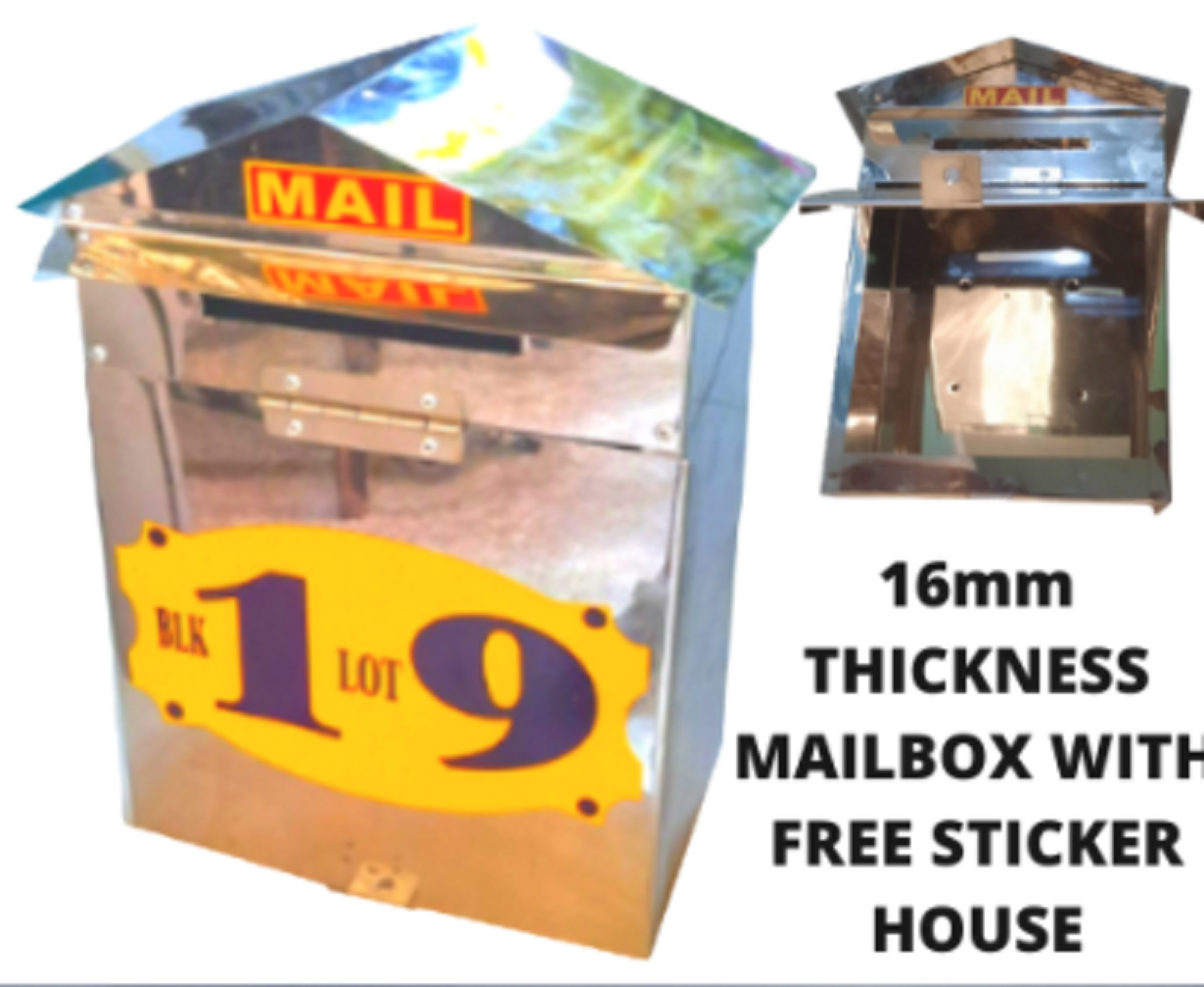 HIGH QUALITY PURE STAINLESS STEEL MAILBOX WITH FREE HOUSE STICKER (16mm ...
