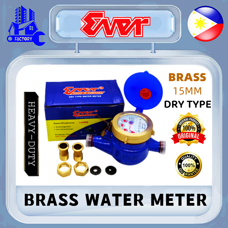 EVER Brass Water Meter 15mm Heavy Duty Cast Iron Body ( Household Dry ...
