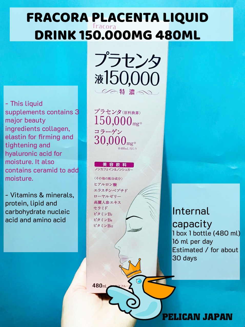 FRACORA PLACENTA LIQUID DRINK 150.000MG 480ML [190] | Lazada PH
