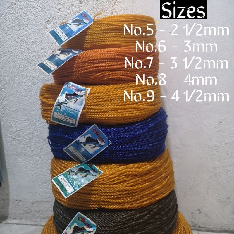 200 meters Per Coil POLYETHYLENE ROPE - Tali Pisi Lubid no.5 - 2.5mm ...