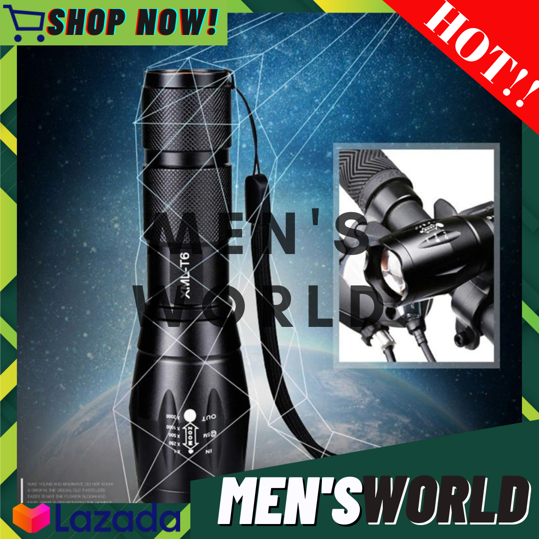 Men's World Ultra Bright CREE XML T6 LED 5 Mode Bright Zoom Flashlight Splashproof Torch with ...