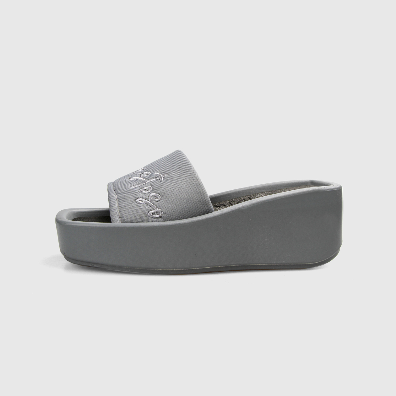 【LeeCat】New Wedge One Strap Slide Rubber Sandals Casual Slippers for ...