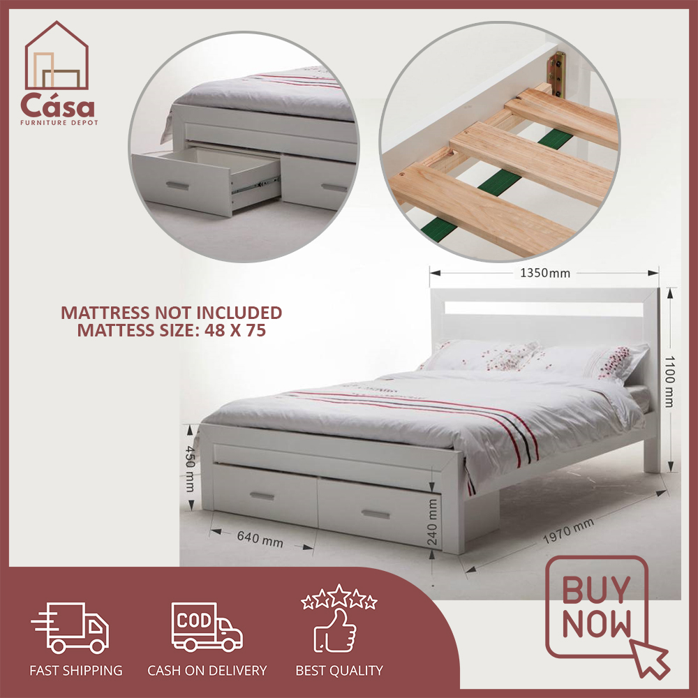 Casa Furniture Depot Minimalist Wooden Bed Frame Imported Bed Slats ...