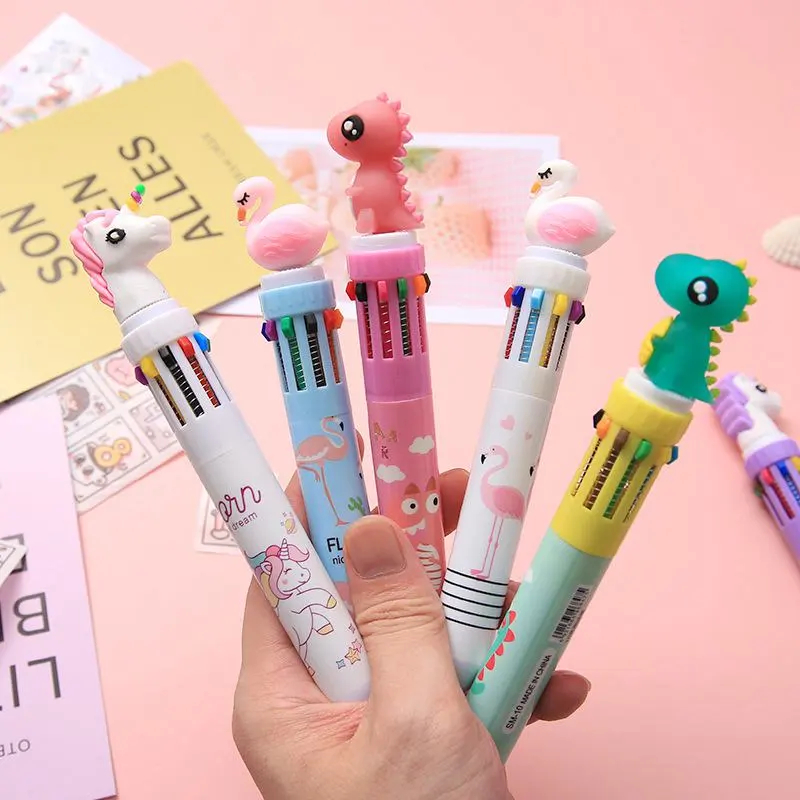 Multi-color Ballpoint Pen 10Color Creative Writing Colorful Ball Point ...