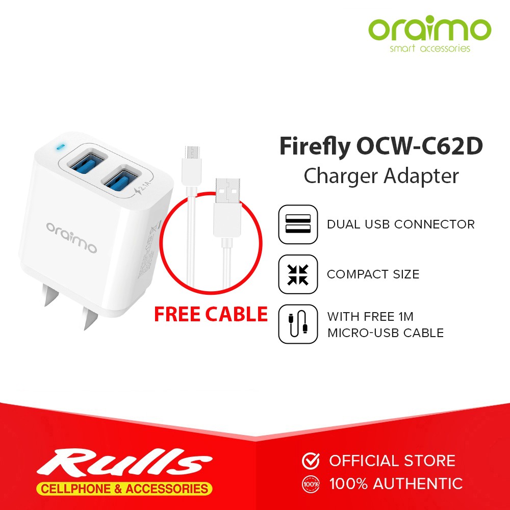 Oraimo Firefly OCW-C62D Charger | Dual USB Connector | Compact Size ...